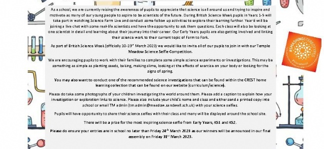 Temple Meadow Primary School - Science Selfie Competition